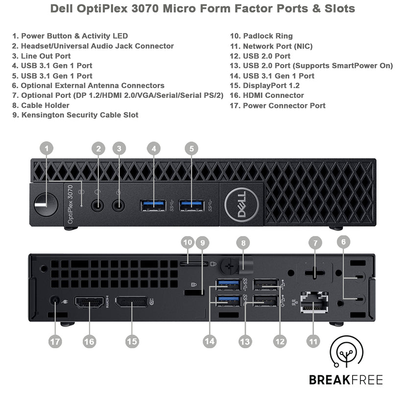 Dell OptiPlex 3070 Micro PC WiFi Bluetooth Warranty – Breakfree Computers