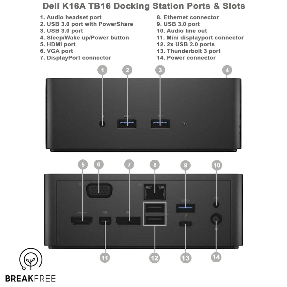 Dell K16A TB16 Dock Universal Docking Dock Station with 240W PSU VAT ...