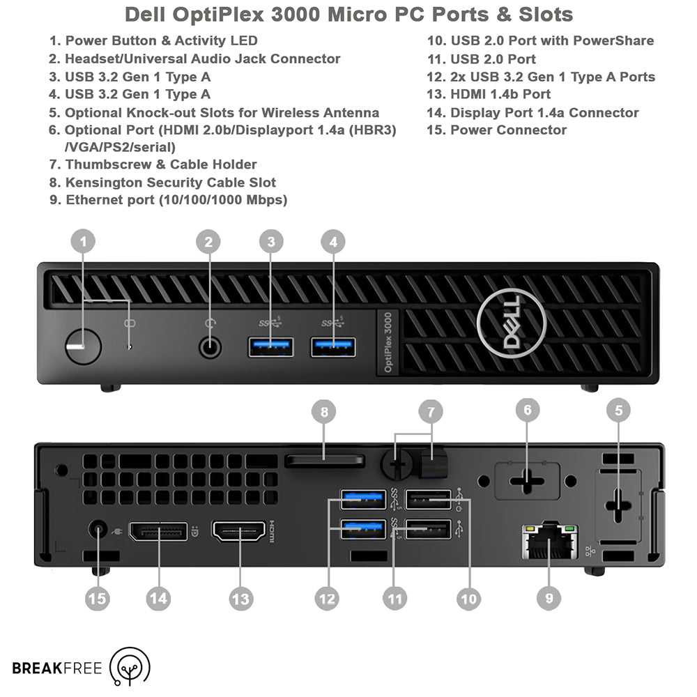 Dell OptiPlex 3000 Micro PC WiFi Bluetooth Warranty – Breakfree Computers