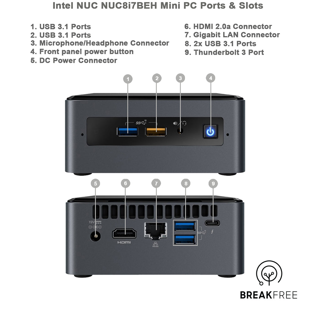 Intel NUC NUC8i7BEH Mini PC WiFi Bluetooth Warranty – Breakfree Computers