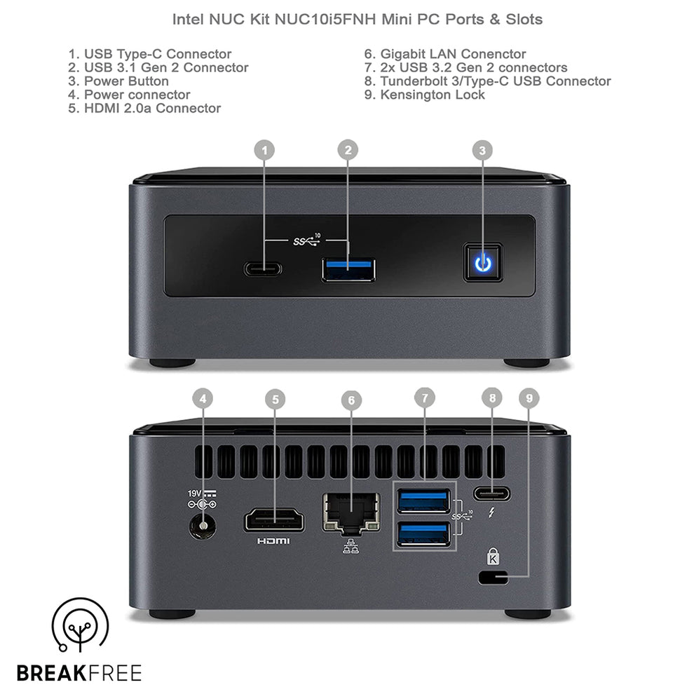 Intel NUC NUC10i5FNH Barebone Kit i5 10210U 4K WiFi Bluetooth ...