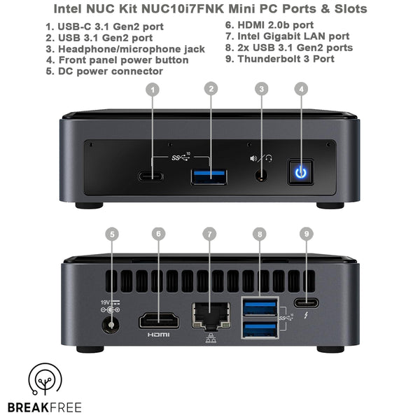 Intel NUC Kit NUC10i7FNK PC i7 10710U 16GB RAM 500GB NVMe SSD WiFi BT ...