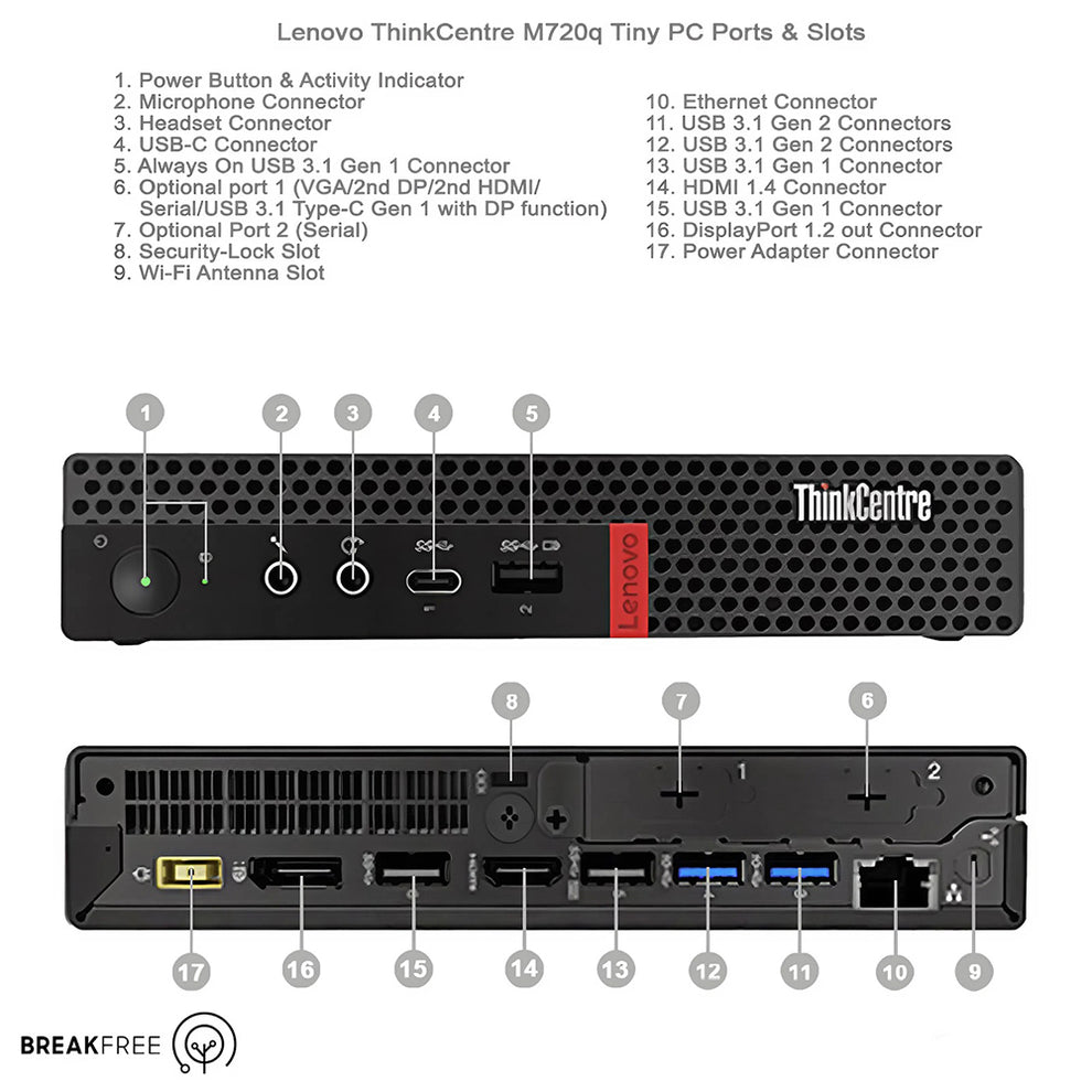 Lenovo ThinkCentre M720q Tiny PC i7 8700T 32GB RAM 500GB SSD Warranty ...