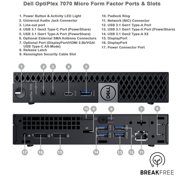 Dell OptiPlex 7070 Micro PC WiFi Bluetooth Warranty – Breakfree Computers